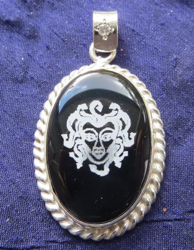 Medium Black Agate Fixed Star Algol Spiritual and Enemy Protection Talisman