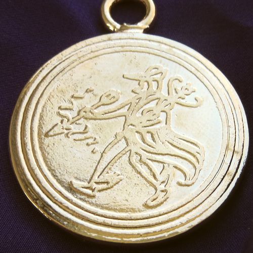 Gold Plated Bronze Winged Foot Mercury Talisman
